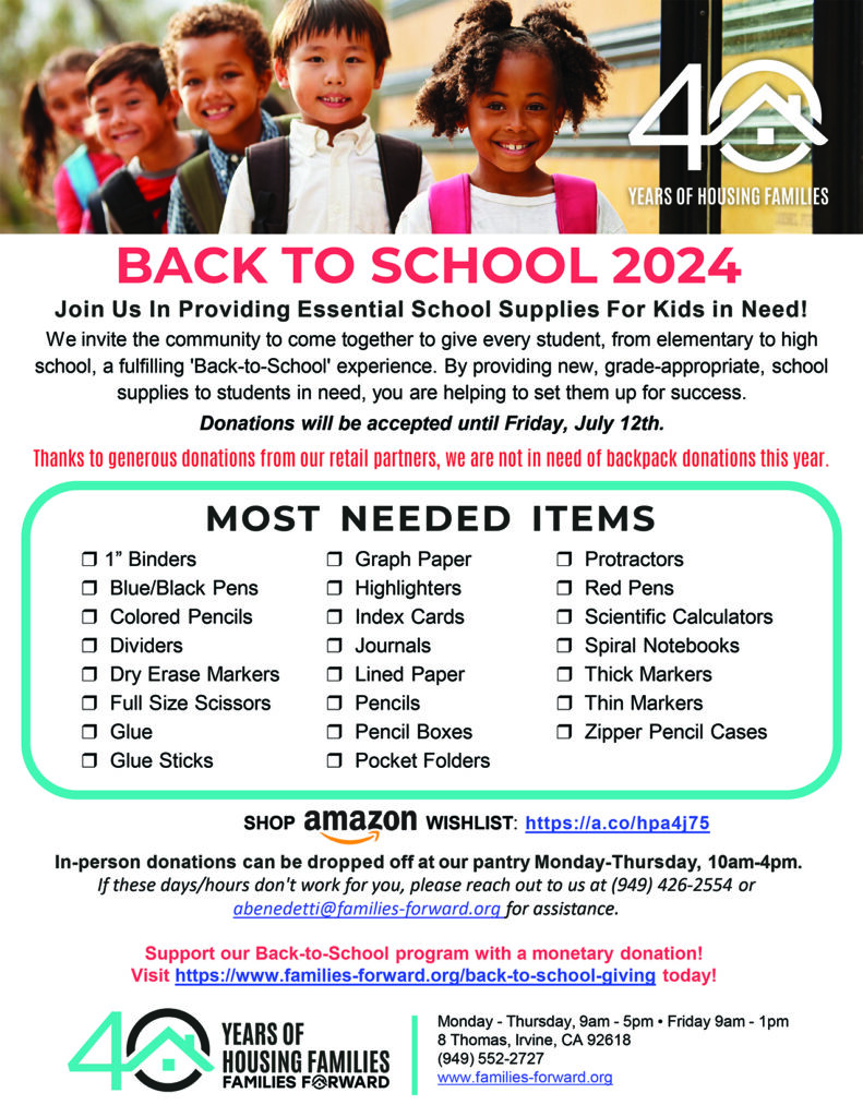 Back to School Giving | Families Forward